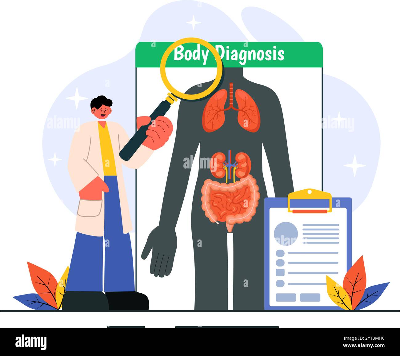 Body Diagnosis Vector Illustration featuring an X-ray Machine and MRI ...