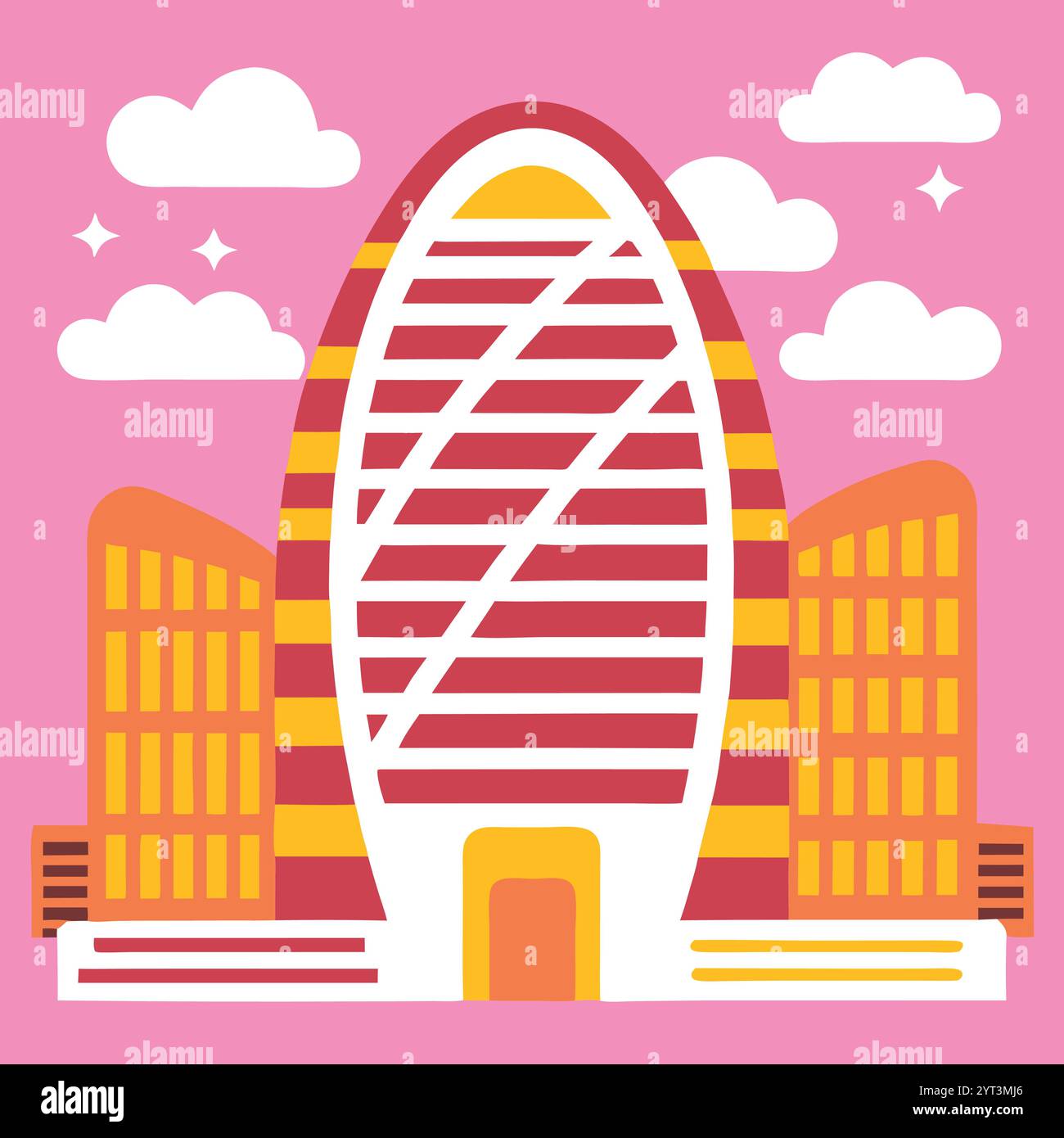 Modern Architectural Building Vector Illustration Printable Design ...