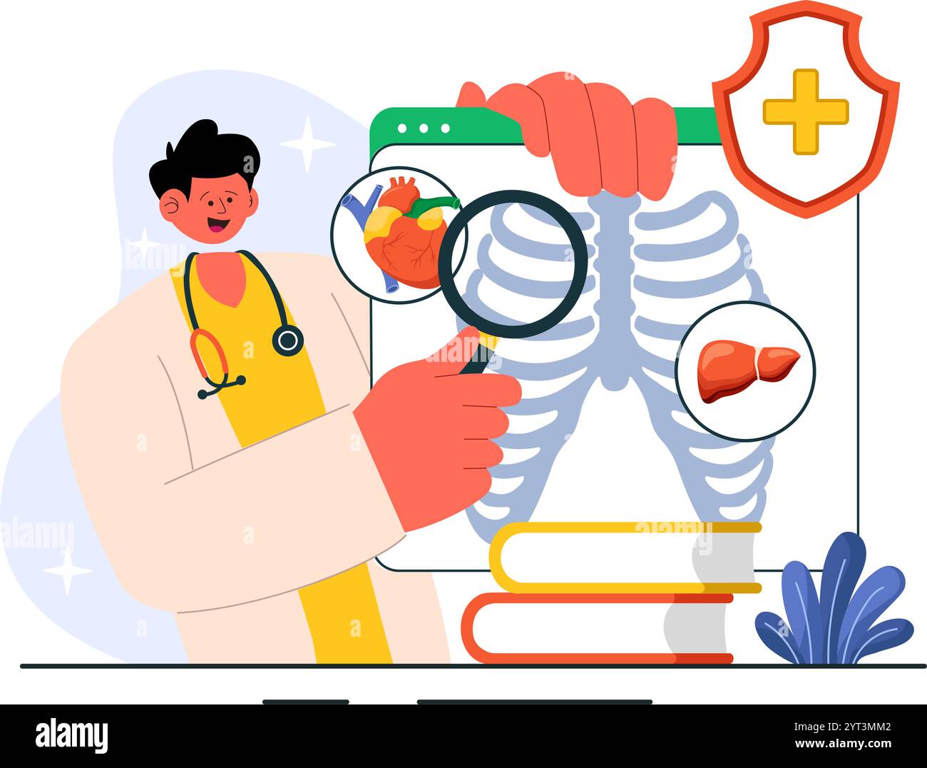 Body Diagnosis Vector Illustration featuring an X-ray Machine and MRI ...