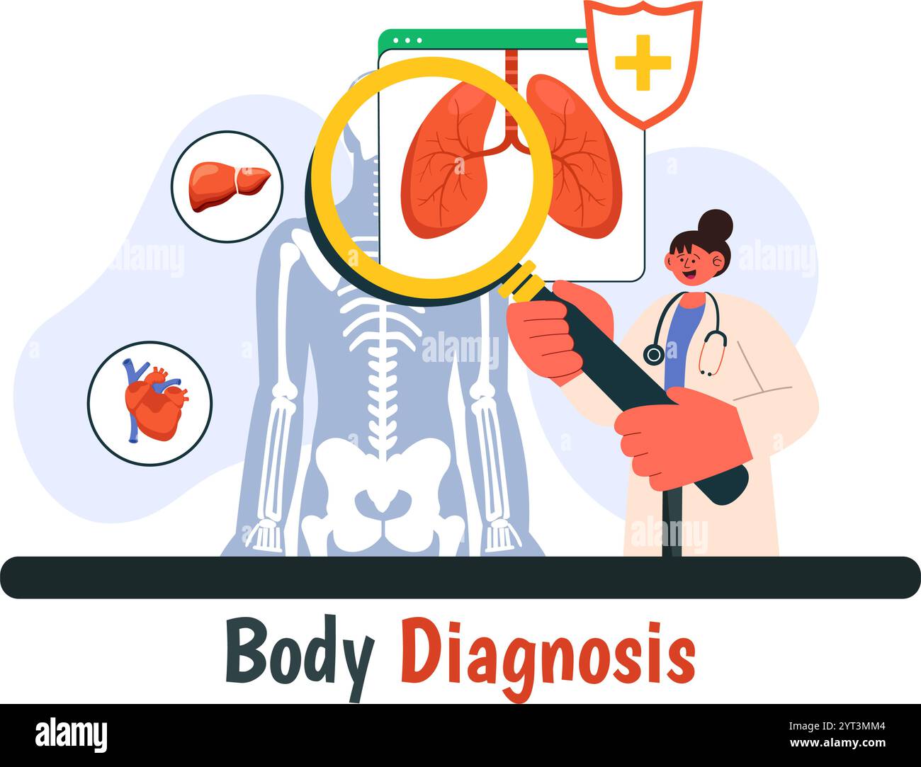 Body Diagnosis Vector Illustration featuring an X-ray Machine and MRI ...