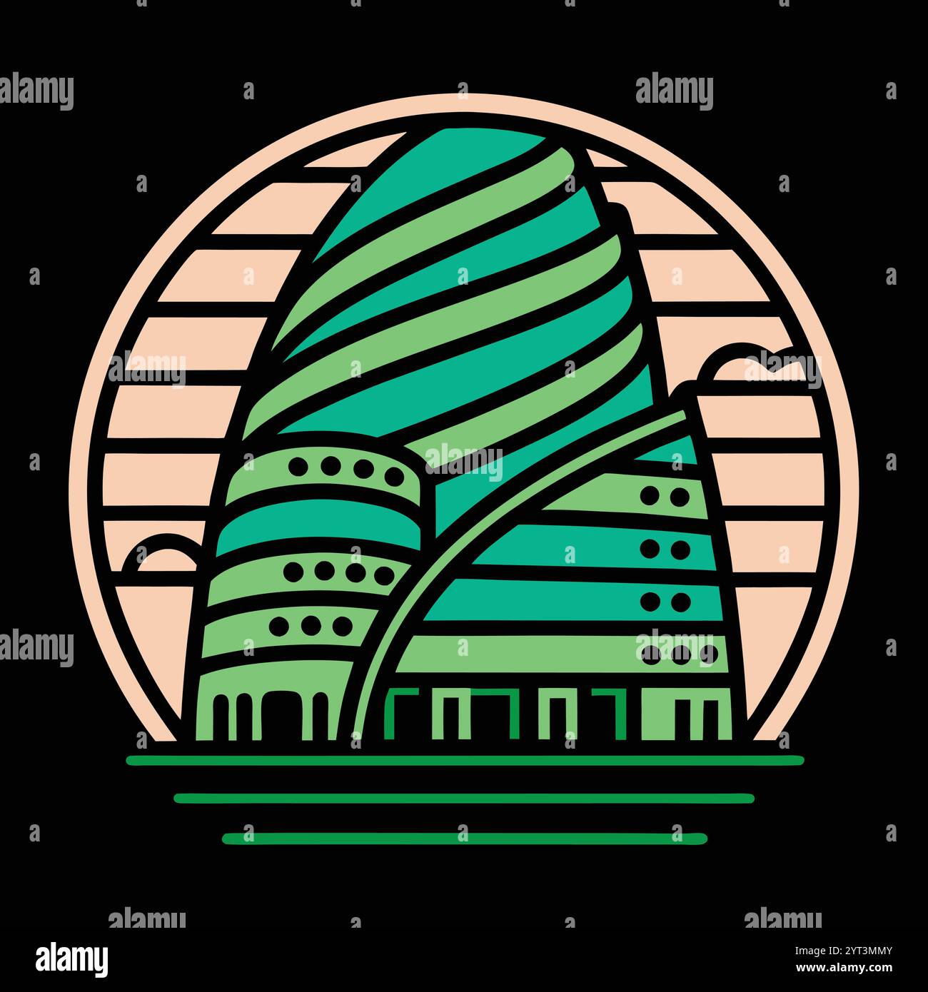 Modern Architectural Building Vector Illustration Printable Design ...