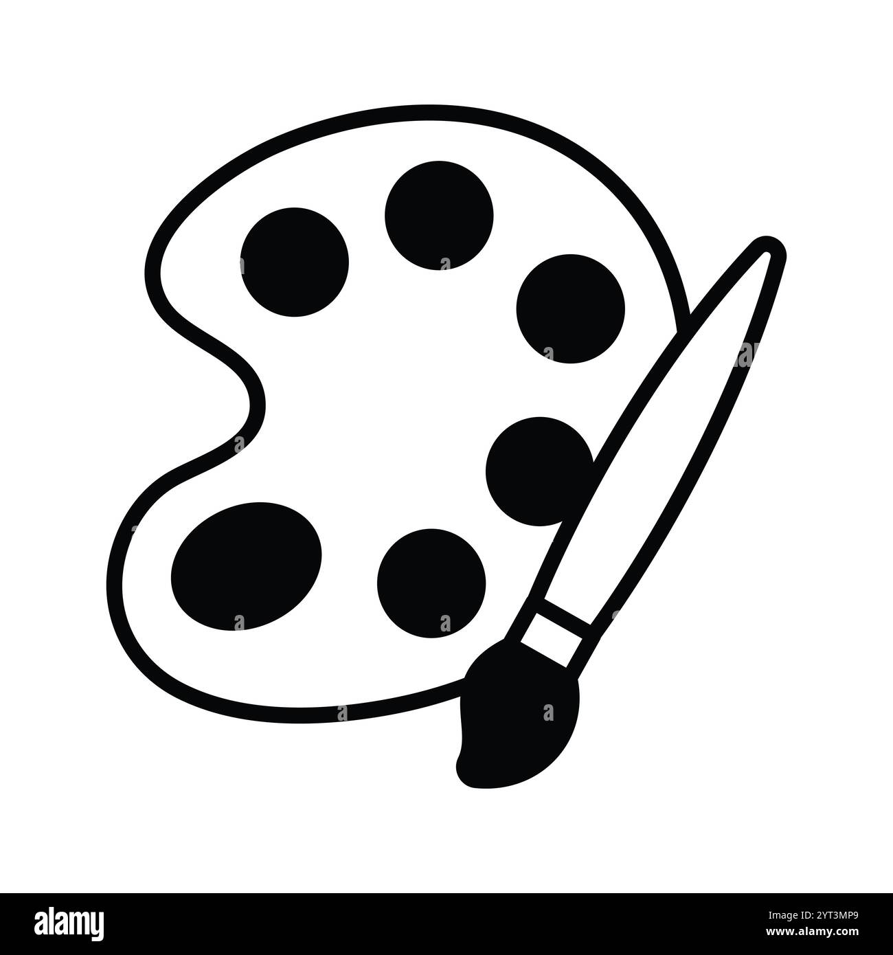 Paint brush with color palette, icon of color palette, painting tools ...