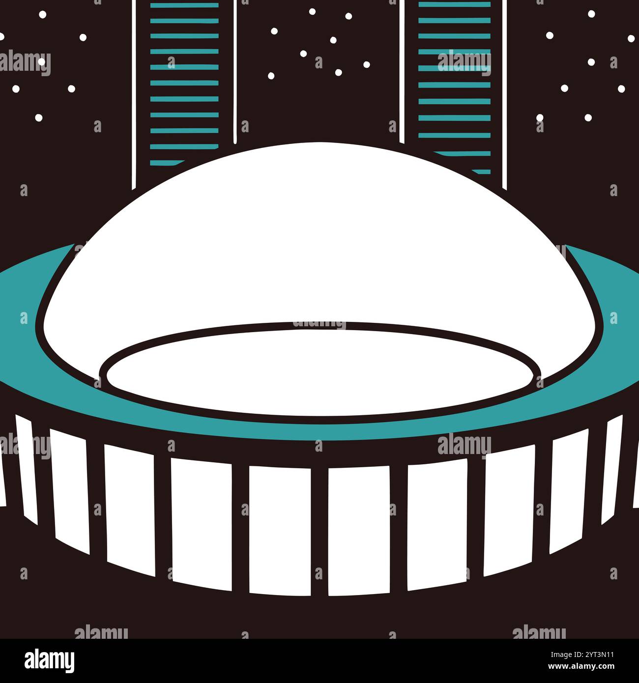 Abstract Dome Building with Green Path and Figures Vector Graphic ...
