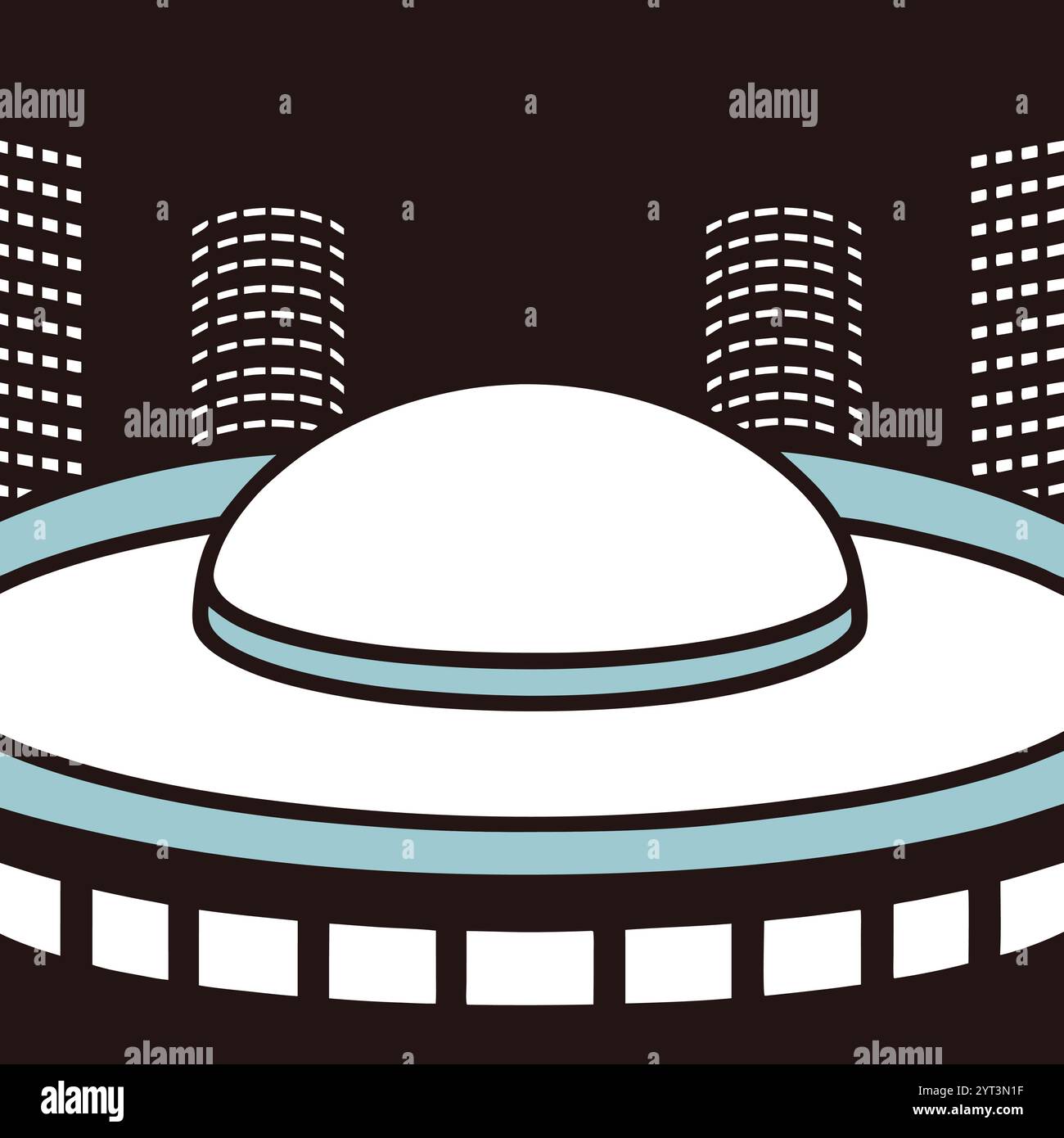 Abstract Dome Building with Green Path and Figures Vector Graphic ...