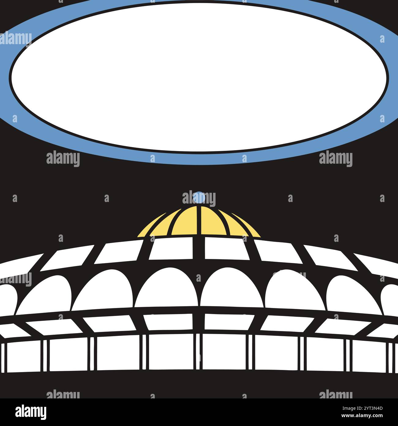 Abstract Dome Building with Green Path and Figures Vector Graphic ...