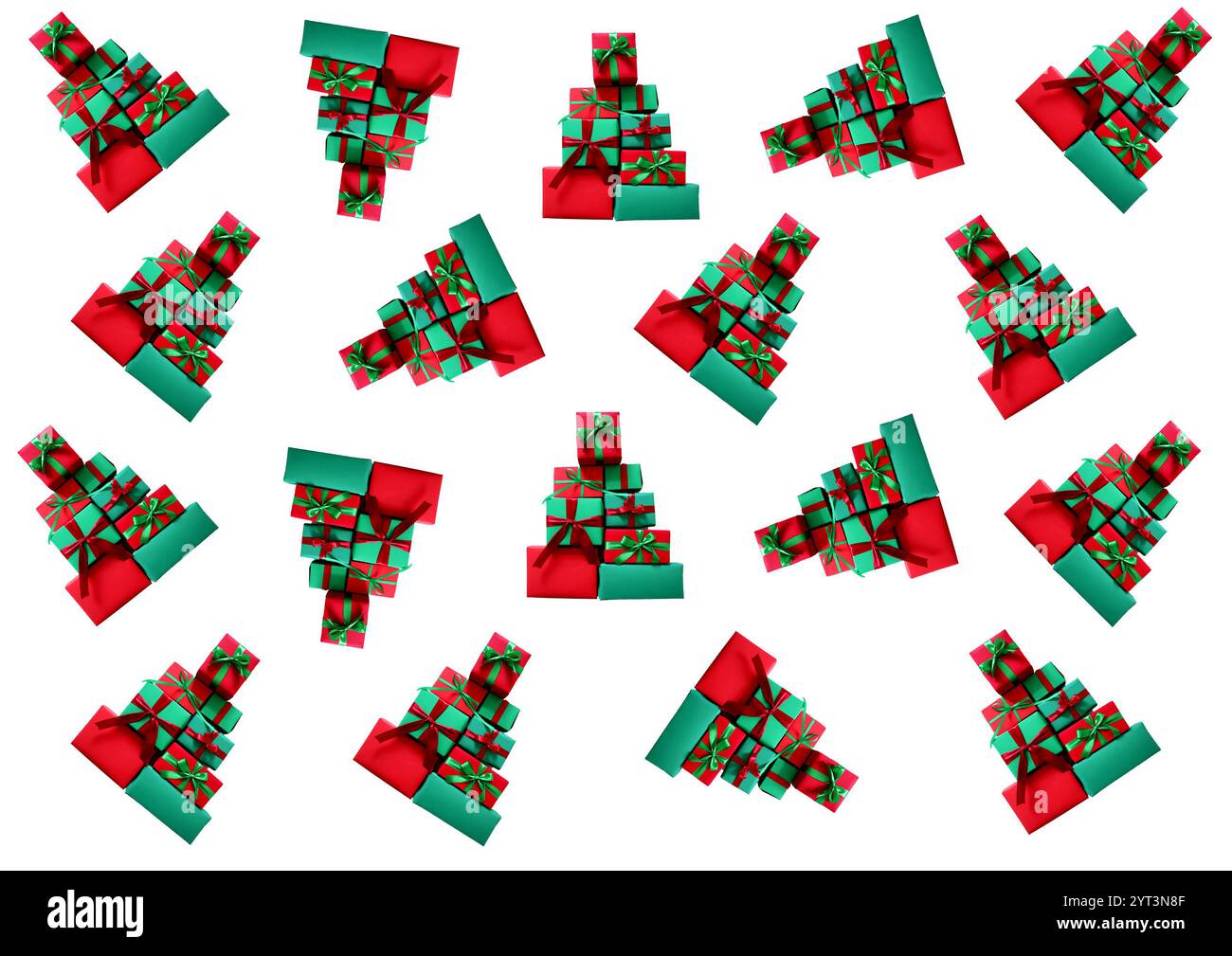 Gift set. Boxes of different shapes and sizes are laid out in the shape ...