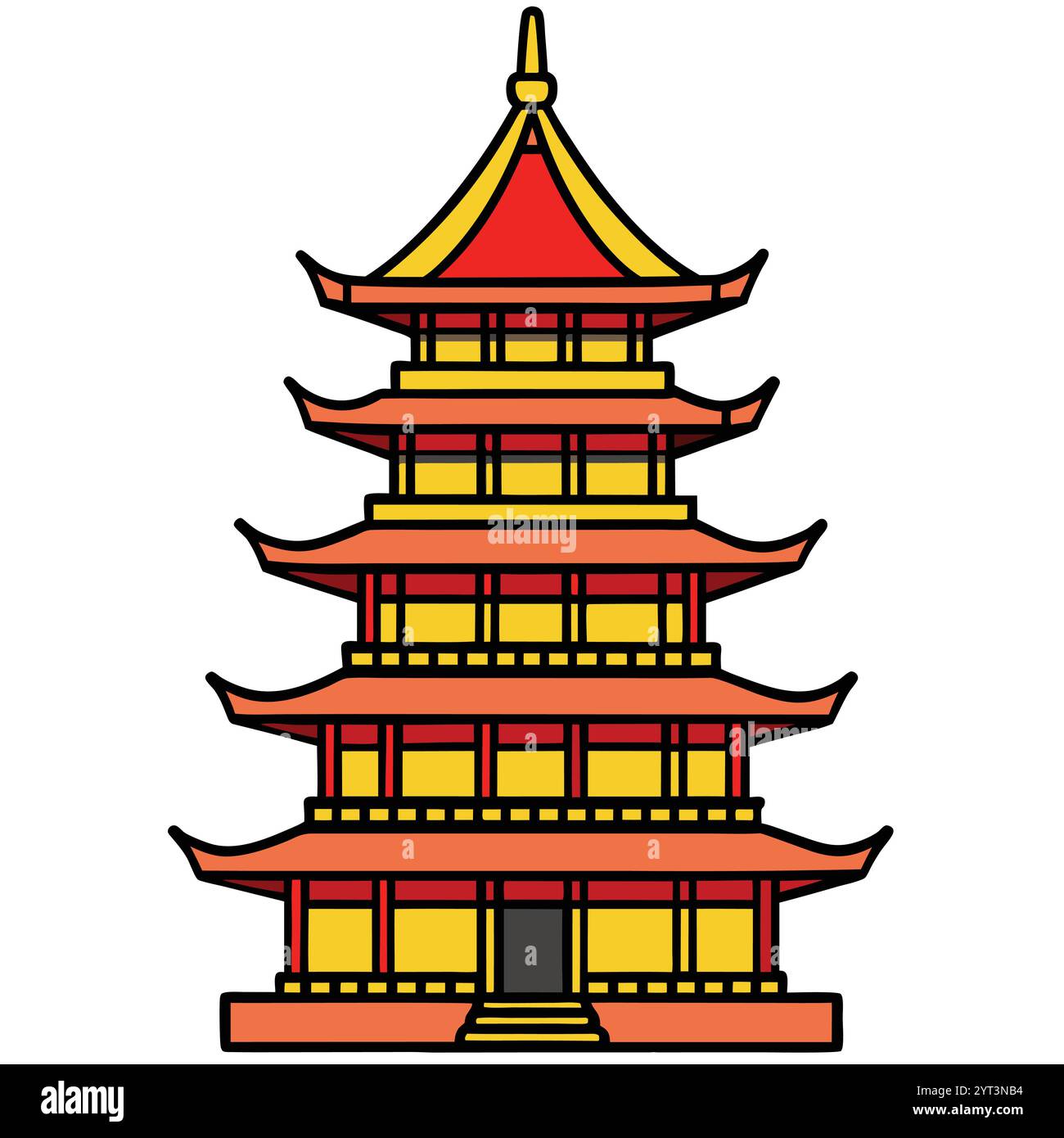 Traditional Asian Pagoda Vector Illustration - Vibrant and Detailed ...