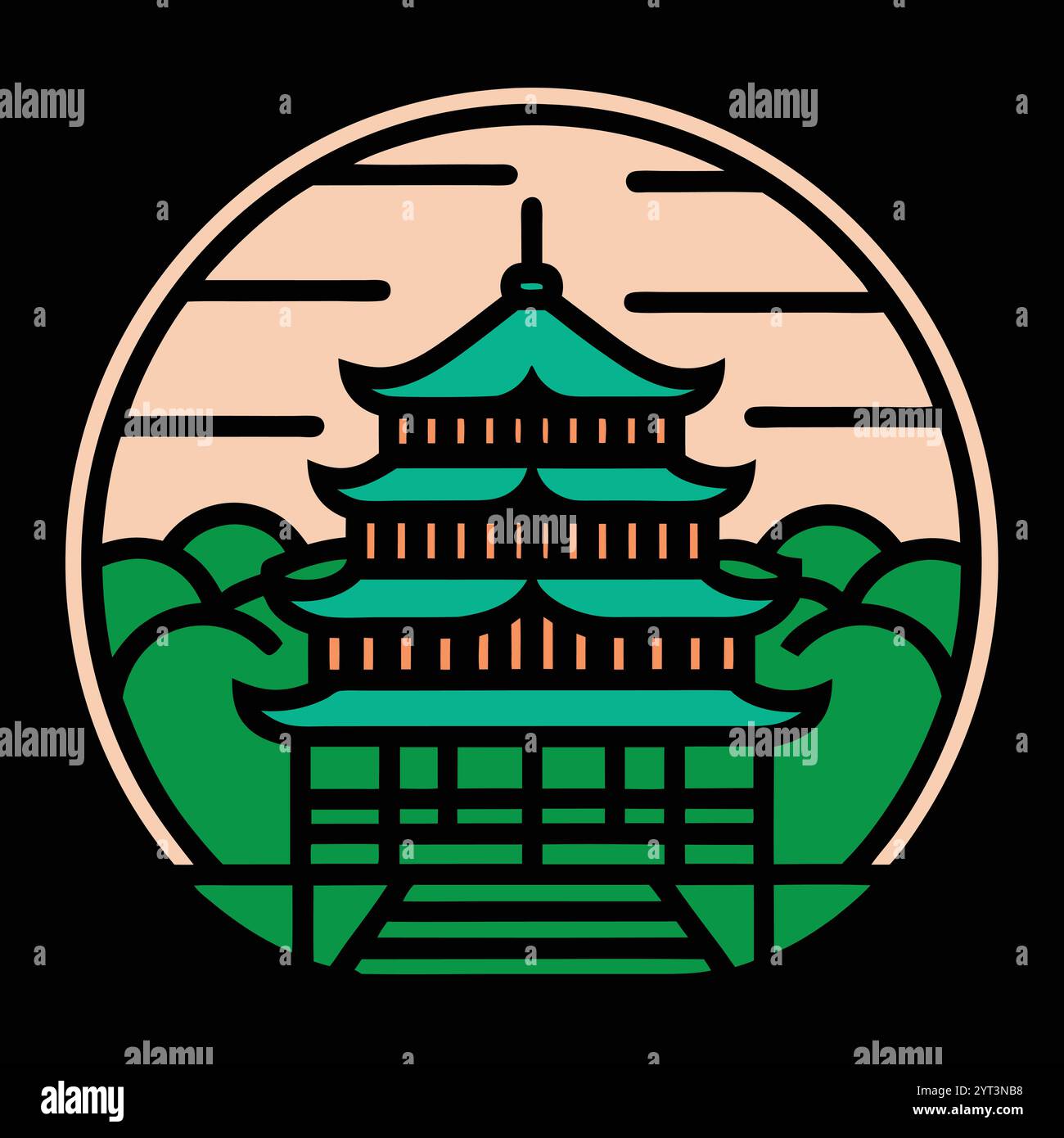 Traditional Asian Pagoda Vector Illustration - Vibrant and Detailed ...