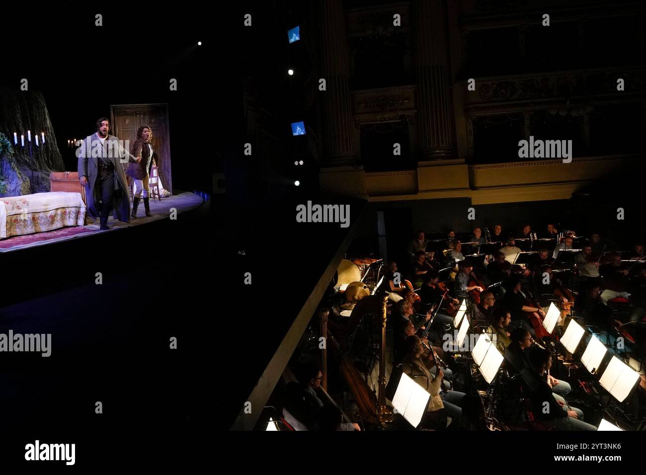 American tenor Brian Jagde performs flanked by Soprano Anna Netrebko ...