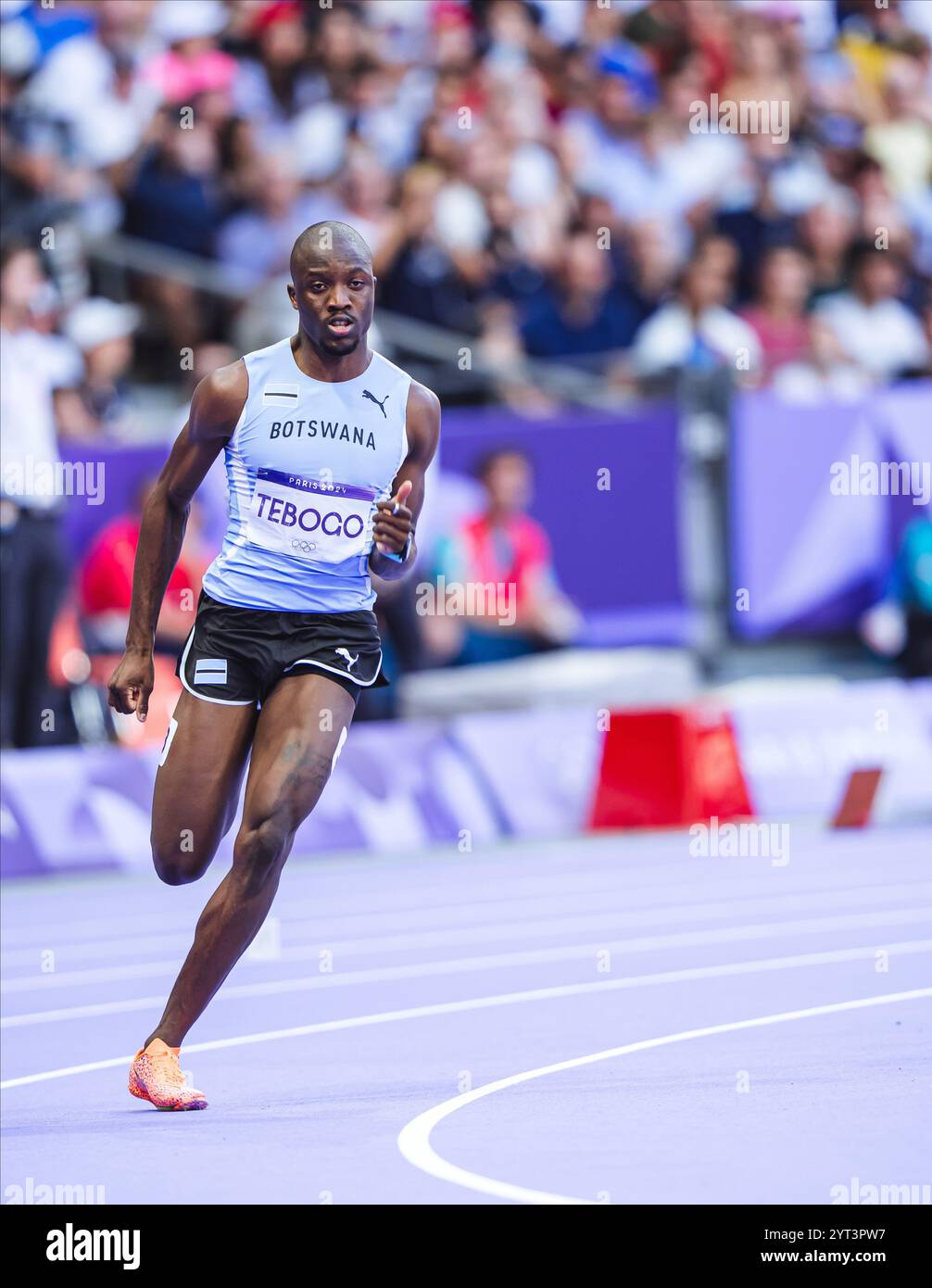 Letsile Tebogo participating in the 200 meters at the Paris 2024 ...