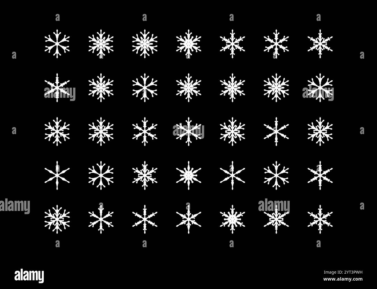Set of cute snowflake icons on isolated background New Year ornament ...