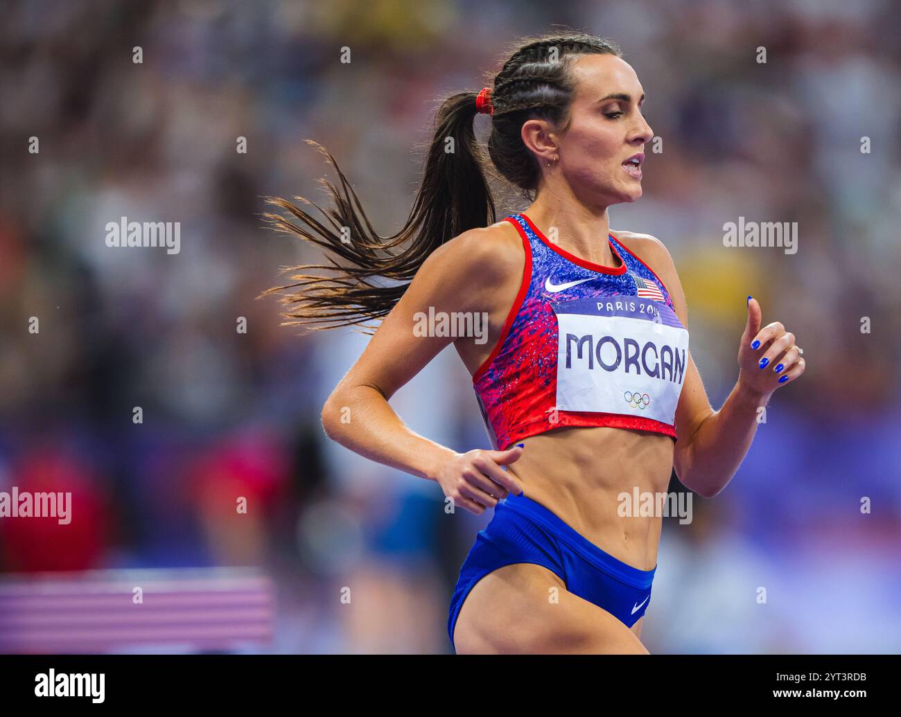 Whittni Morgan participating in the 1500 meters at the Paris 2024 ...