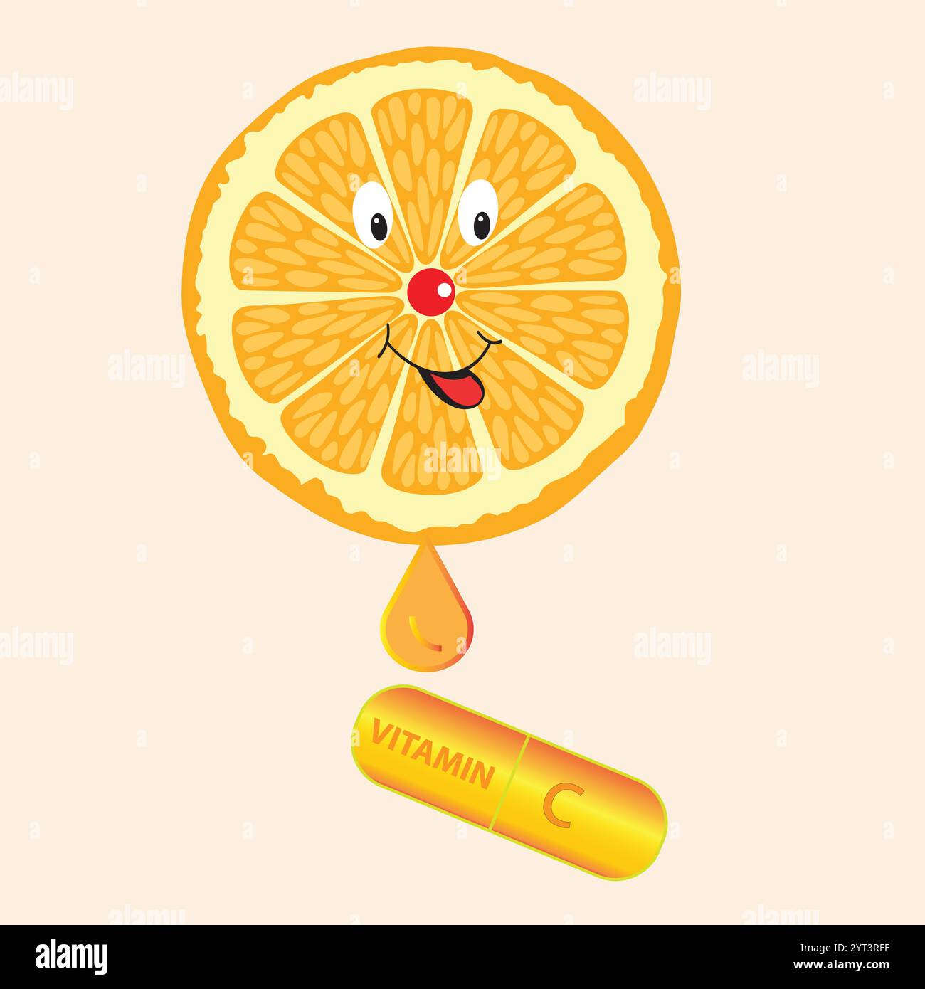 Cute orange slice with vitamin c capsule Stock Vector Image & Art - Alamy