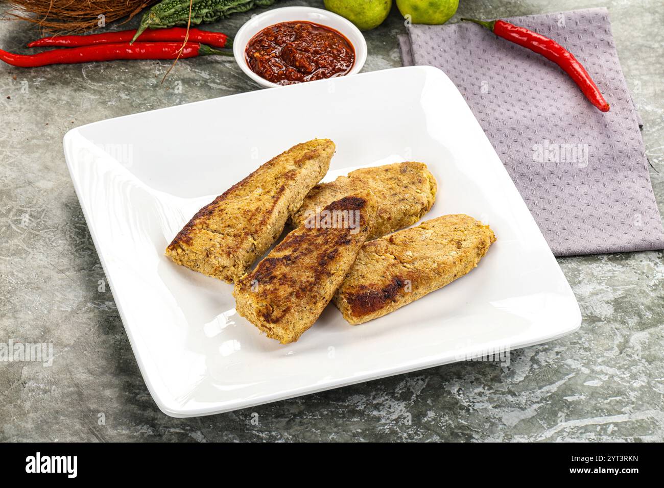 Indian traditional cuisine chiken kebab minced meat Stock Photo - Alamy