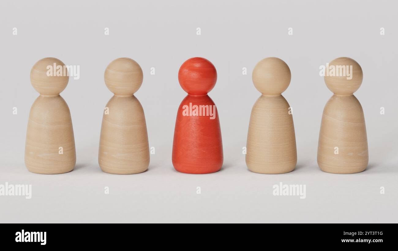 Leadership, business concept, leader teamwork and success.3D rendering ...