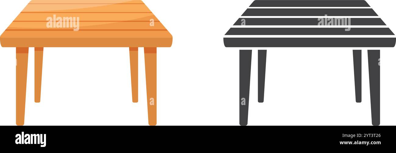 Table furniture icon in flat style. Wooden table vector illustration on ...
