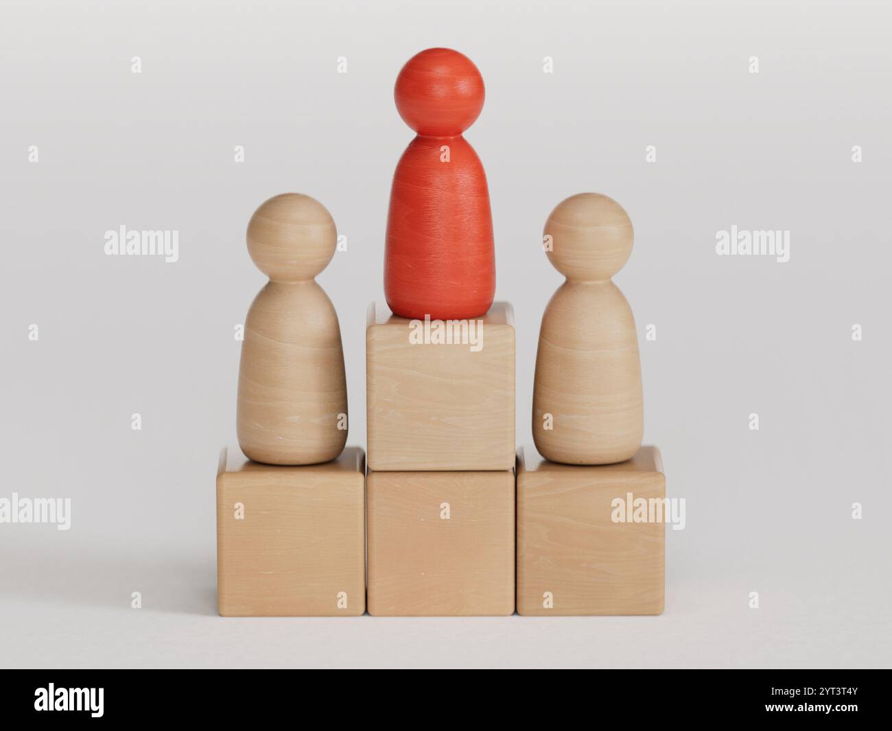 Wooden person model among people, Leadership concept.3D rendering on ...