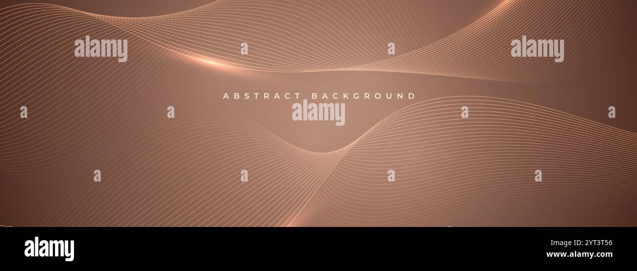 Mocha mousse wide abstract vector background with glowing brown wavy lines. Vector illustration ...