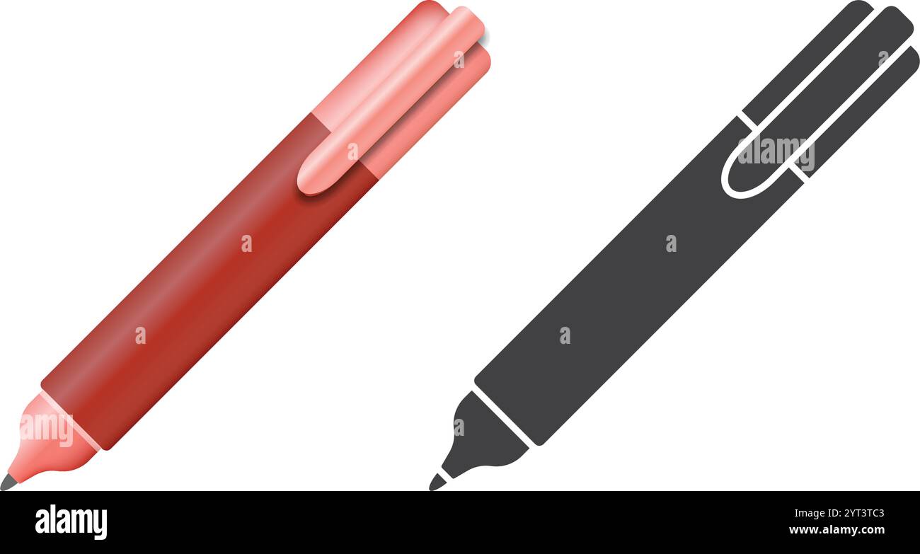 Ballpoint pen icon in flat style. Office tool vector illustration on ...