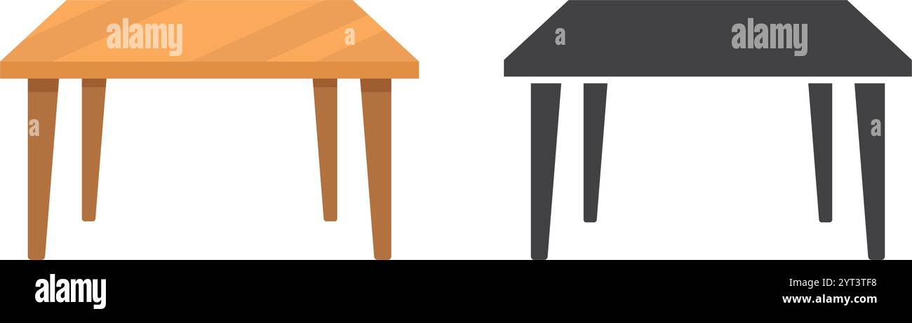 Table furniture icon in flat style. Wooden table vector illustration on ...