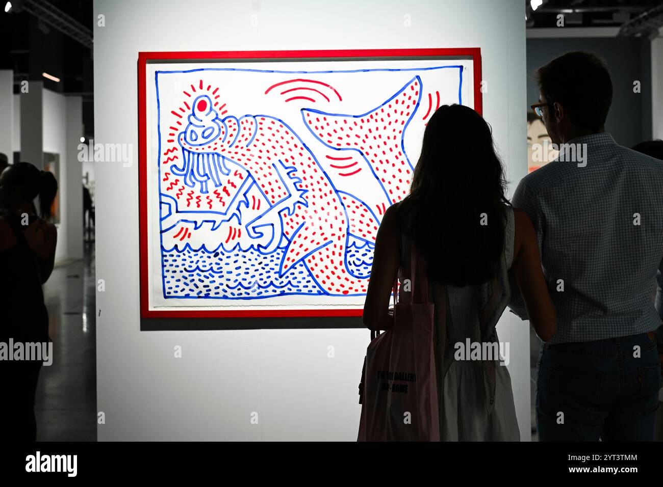 Artwork by Keith Haring is seen on display at day 2 of Art Basel on ...