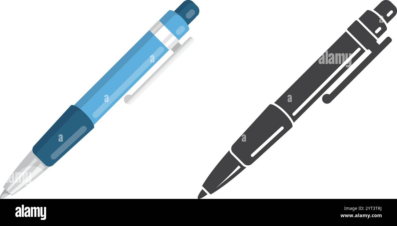 Ballpoint pen icon in flat style. Office tool vector illustration on ...