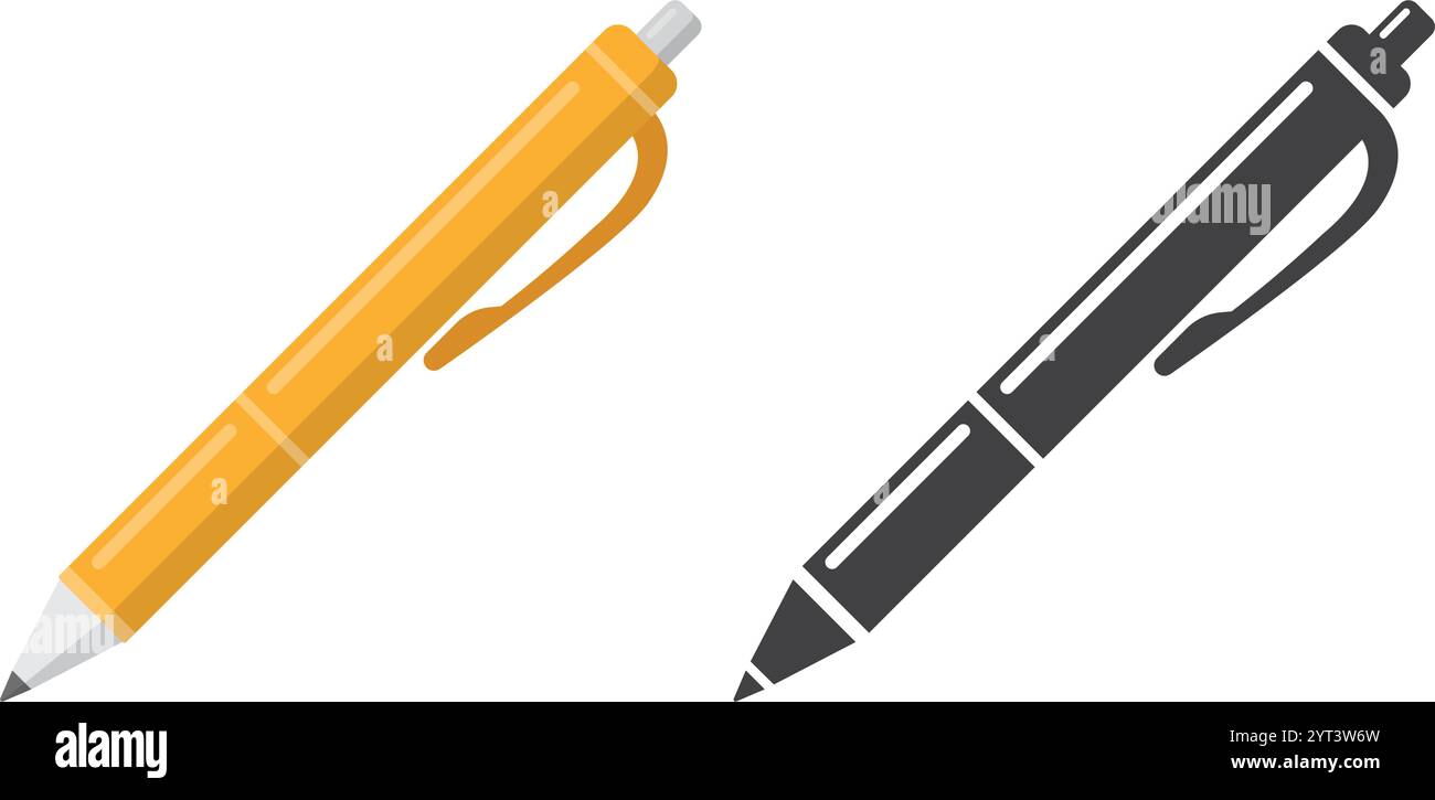 Ballpoint pen icon in flat style. Office tool vector illustration on ...