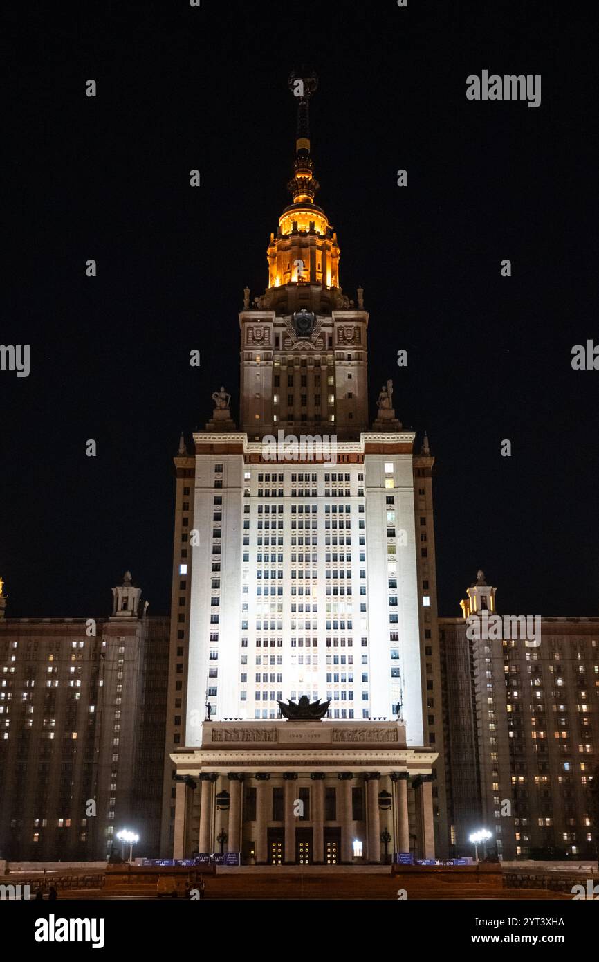Moscow State University building in Moscow. The night, the stars, the ...