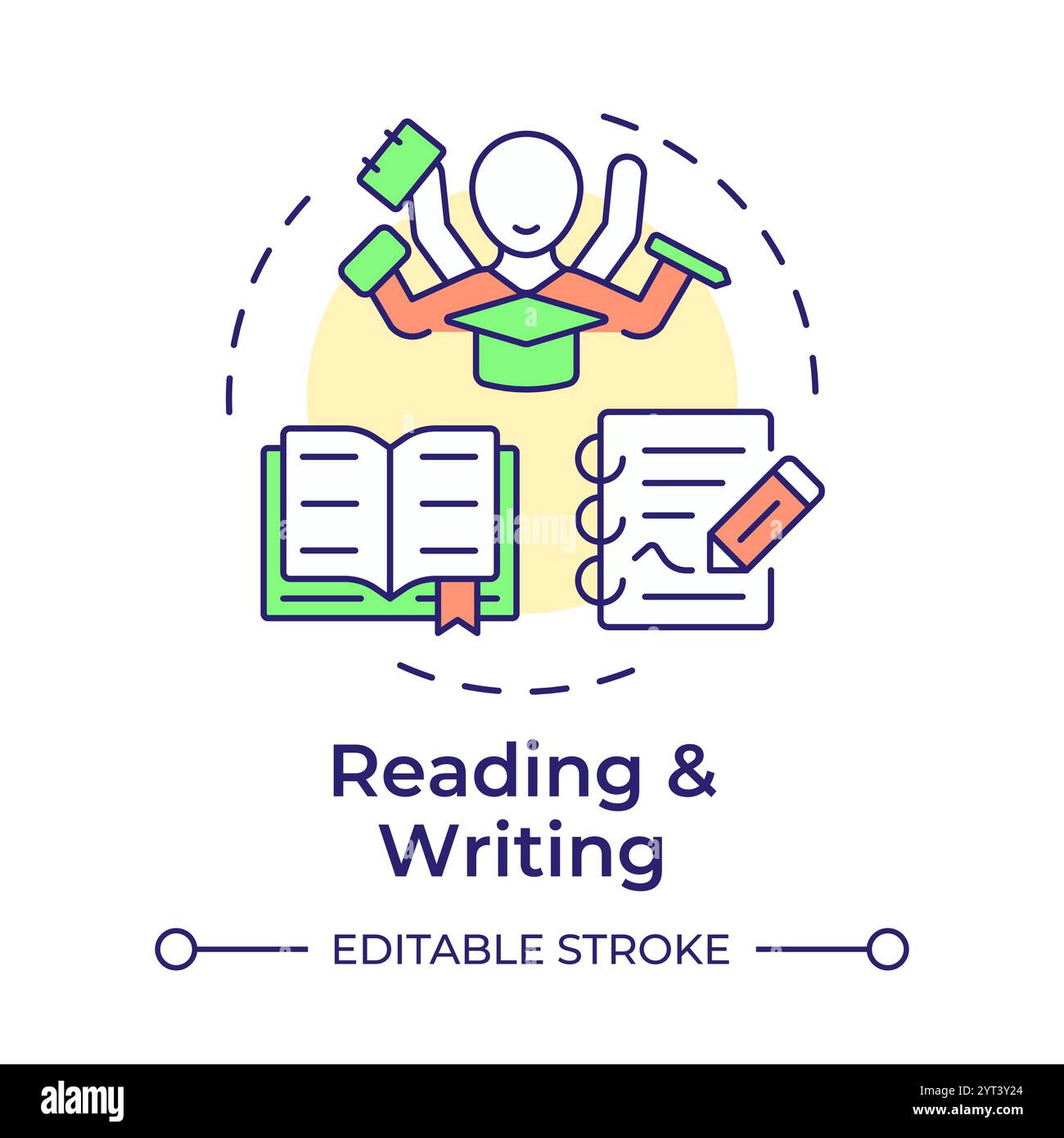 Reading and writing multi color concept icon Stock Vector Image & Art ...