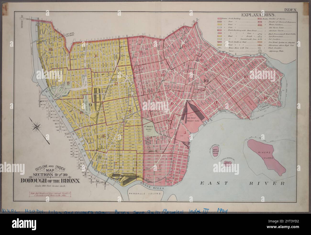 Outline and Index Map, Sections 9 and 10, Borough of the Bronx. 1904 by ...