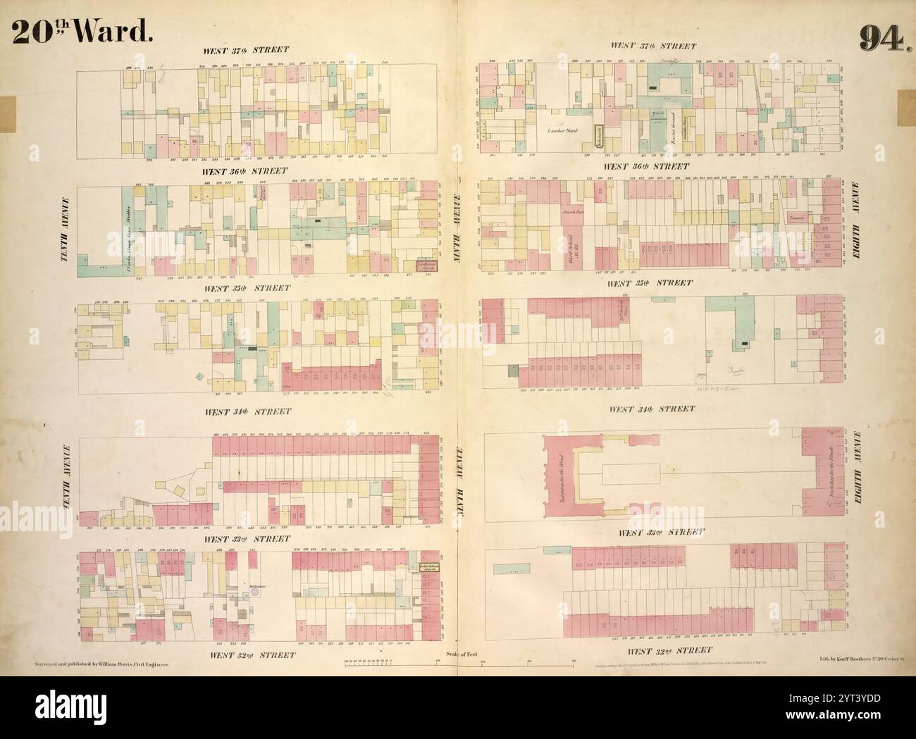 Map bounded by West 37th Street, Eighth Avenue, West 32nd Street, Tenth ...