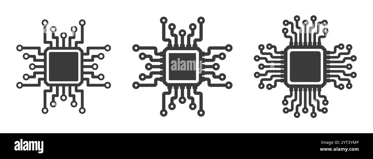 Ai Cpu Gpu Microchip Icon Set Machine Learning Micro Chip Symbol Ml Icon Artificial