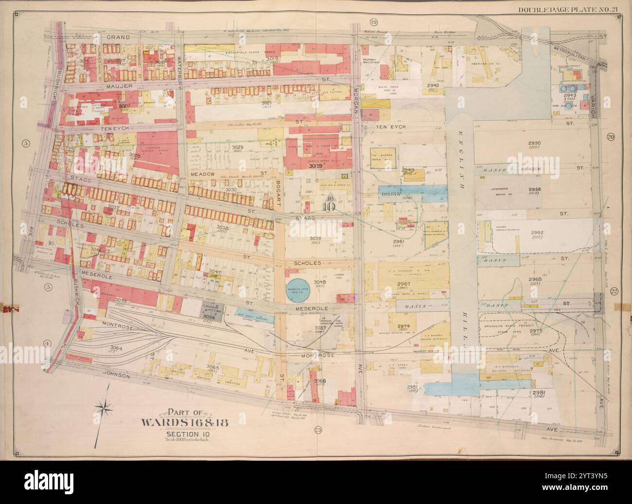 Brooklyn, Vol. 3, Double Page Plate No. 21; Part of Wards 16 & 18, Section 10; [Map bounded by ...