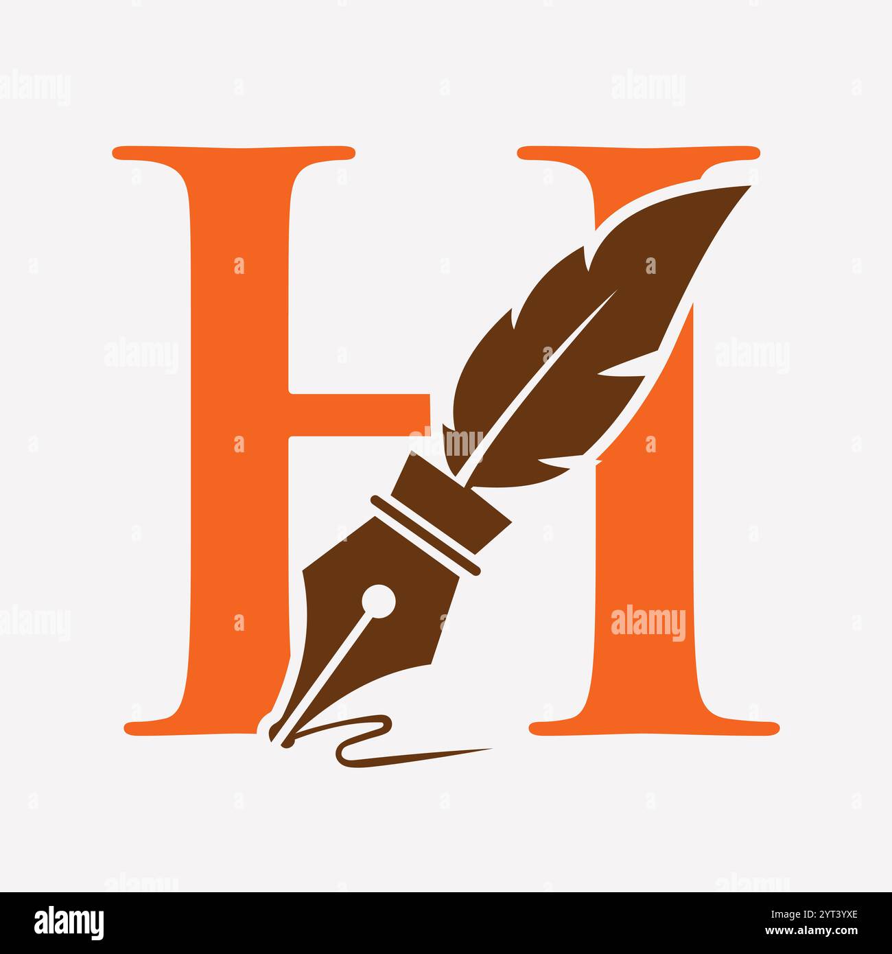 Initial Feather Logo On Letter H Concept With Ink Symbol For Law Firm ...