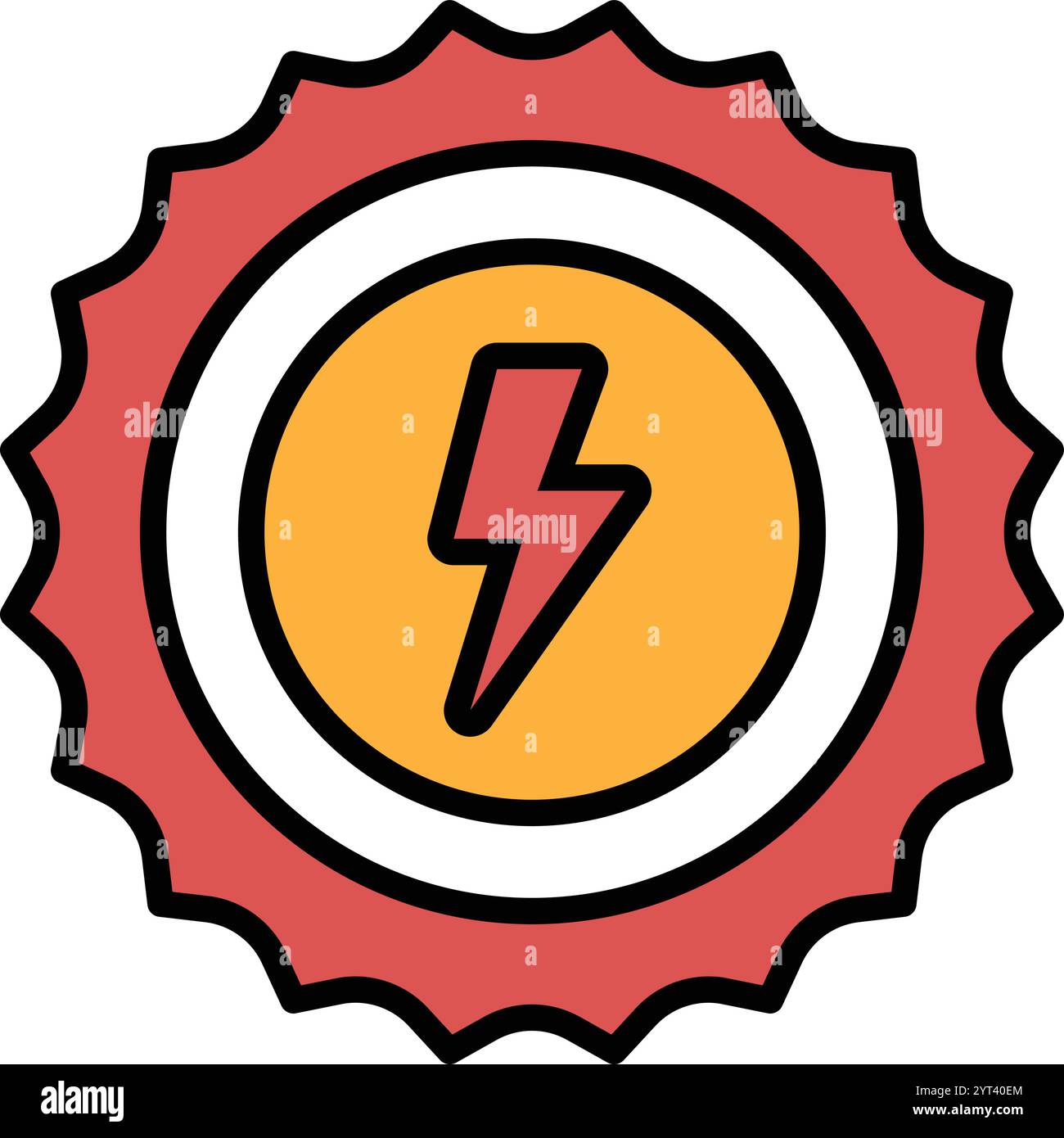 A red and yellow circle with a lightning bolt in the center. The circle ...