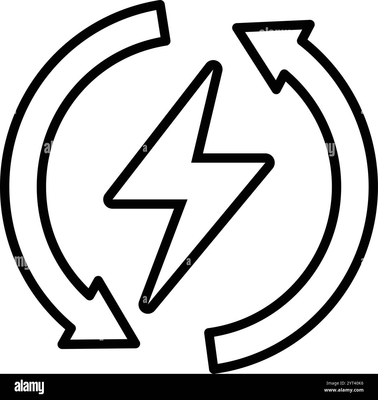 A black and white lightning bolt with two arrows pointing in opposite ...