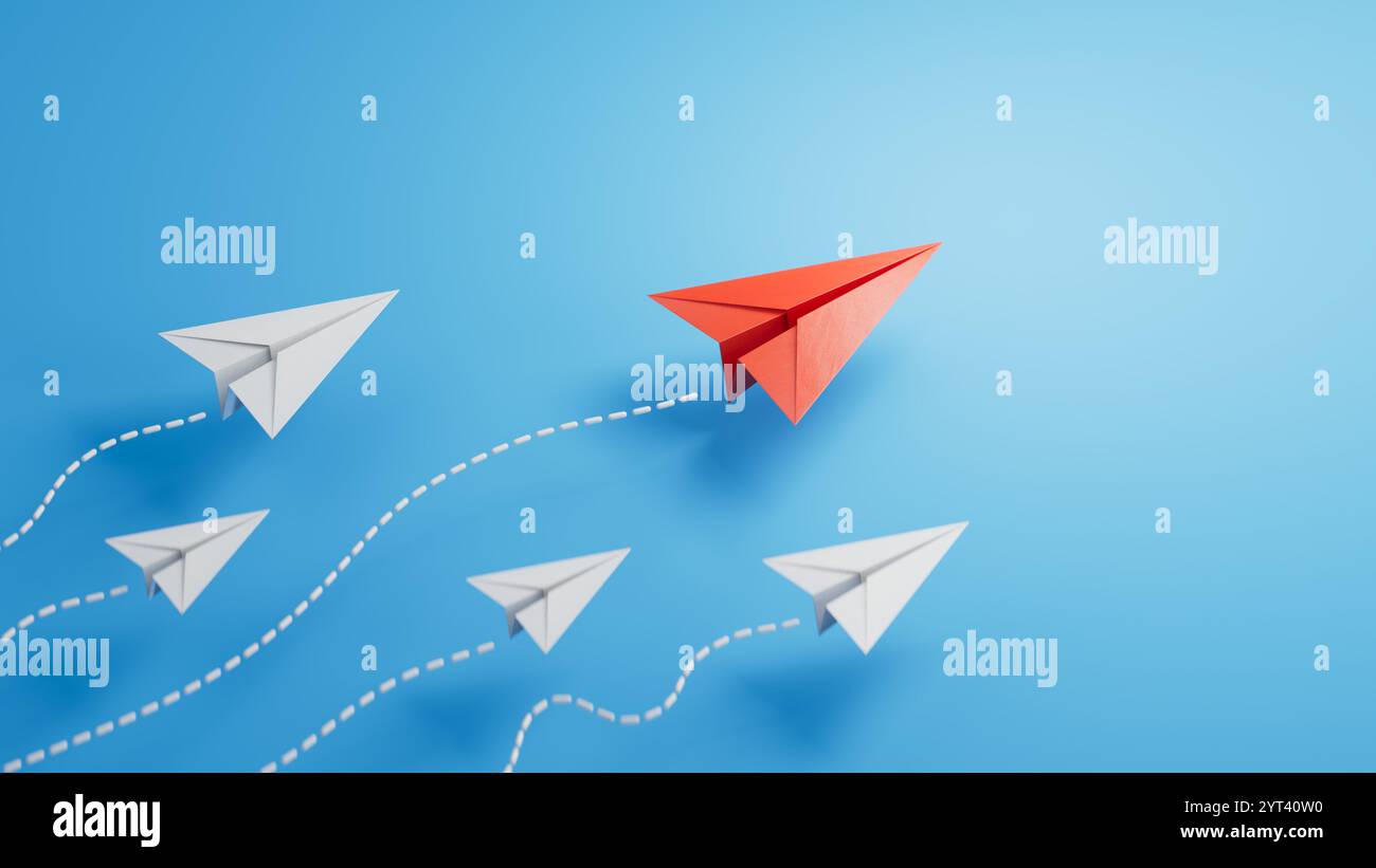 Individual red leader paper plane lead other. Business and leader plane ...