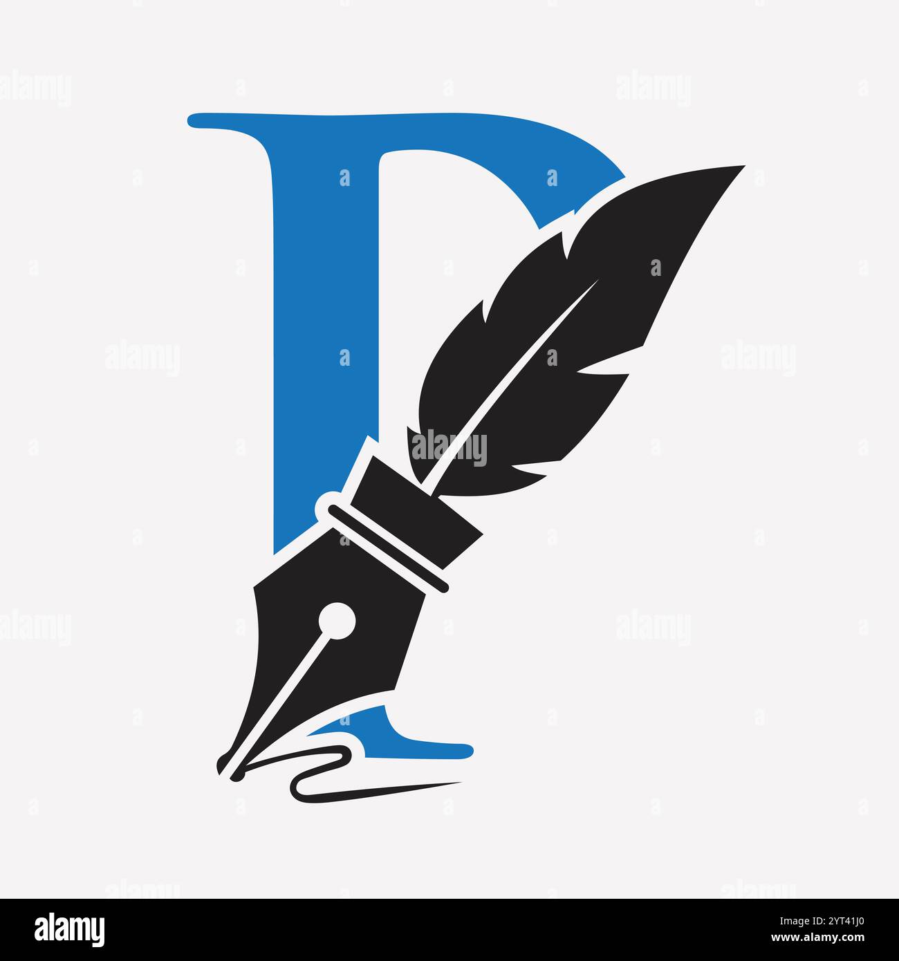 Initial Feather Logo On Letter P Concept With Ink Symbol For Law Firm ...
