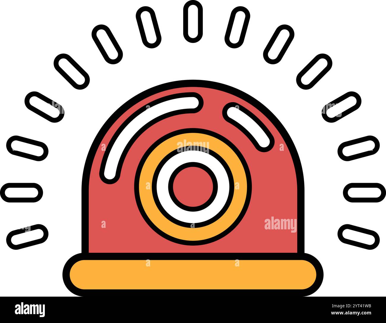 A red and yellow fire alarm with a white background. The fire alarm is ...