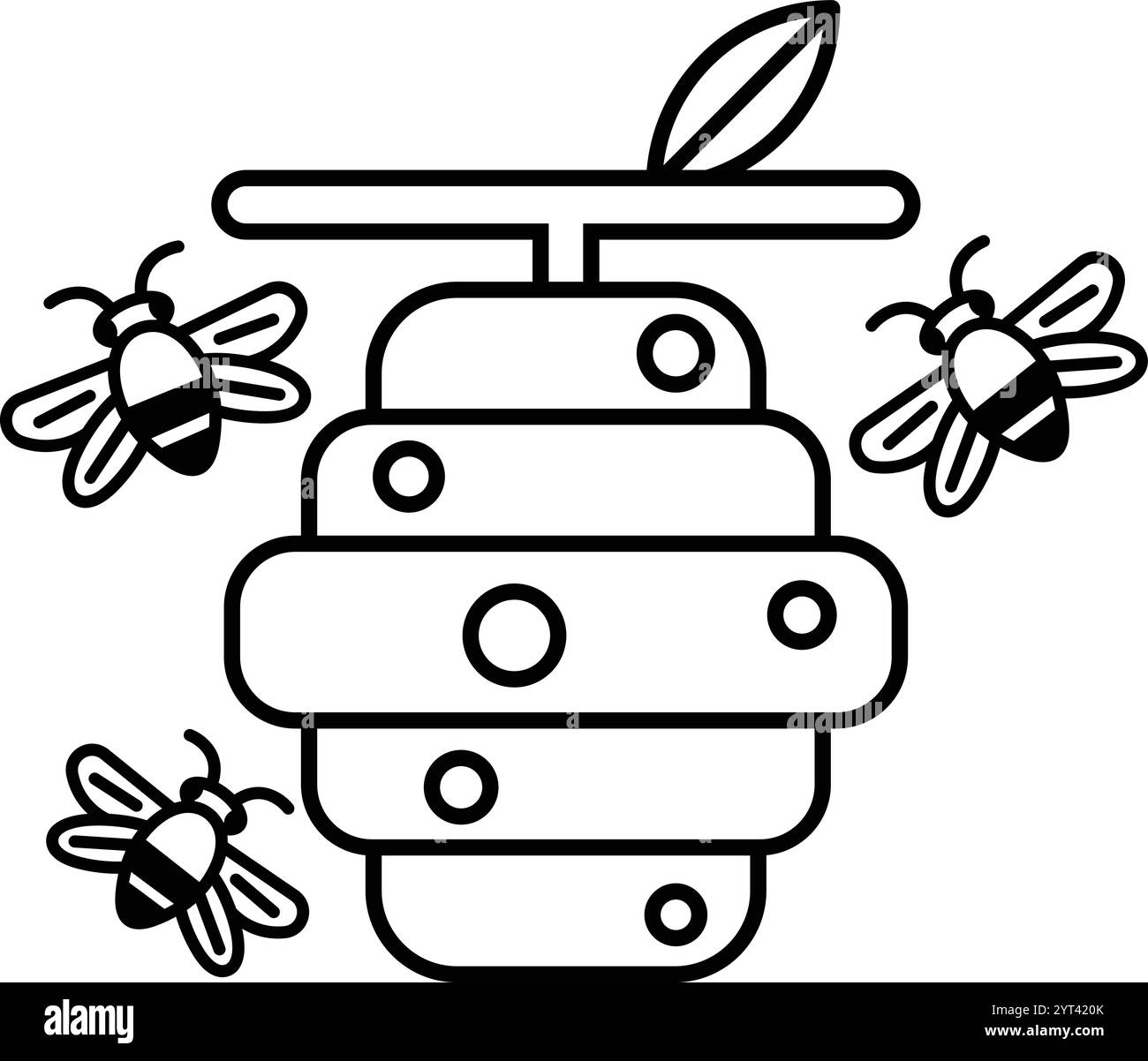 A honeycomb with three bees flying around it Stock Vector Image & Art ...