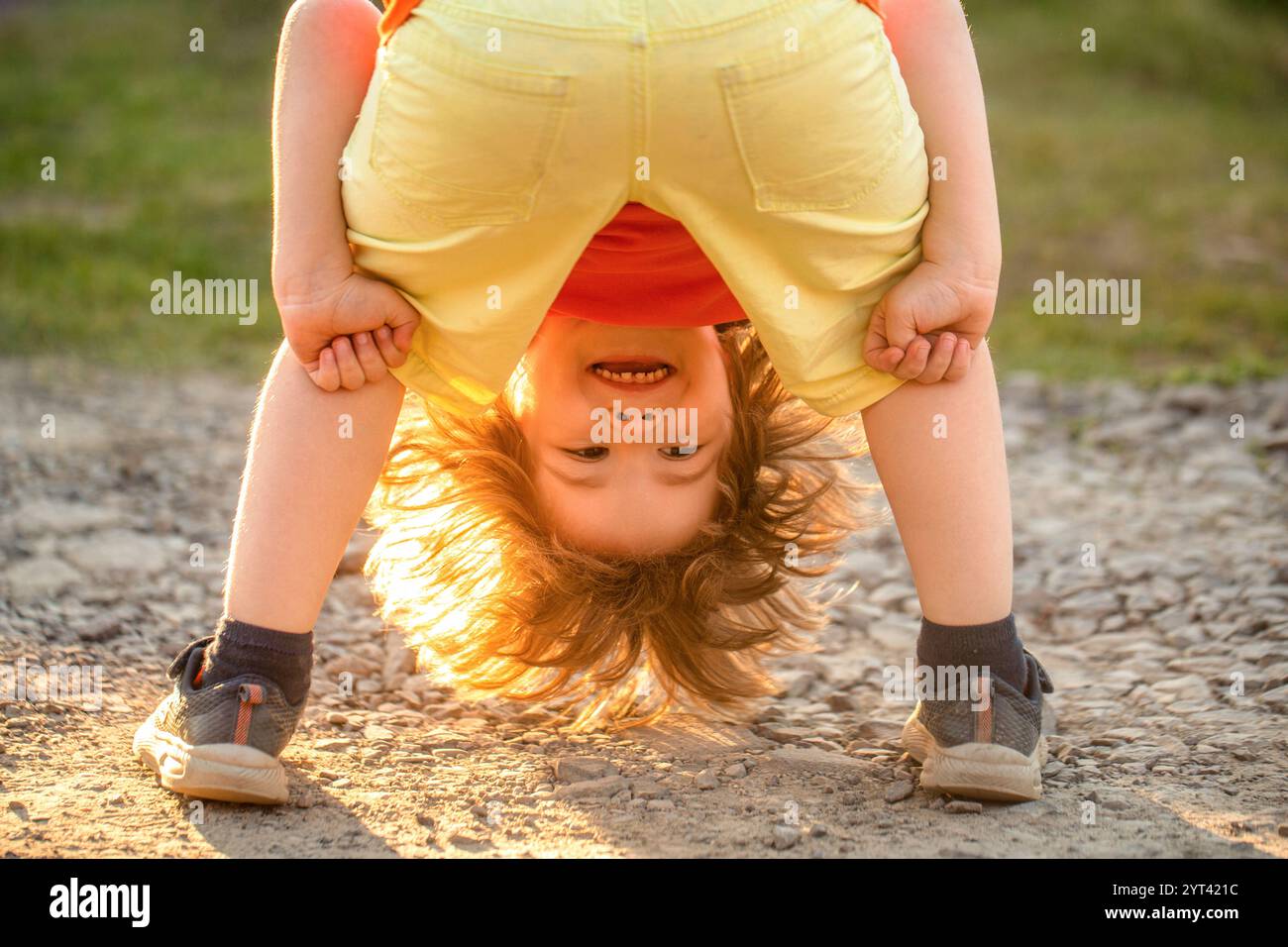 Cute boy having fun. Child playing. Freedom of self expression and ...