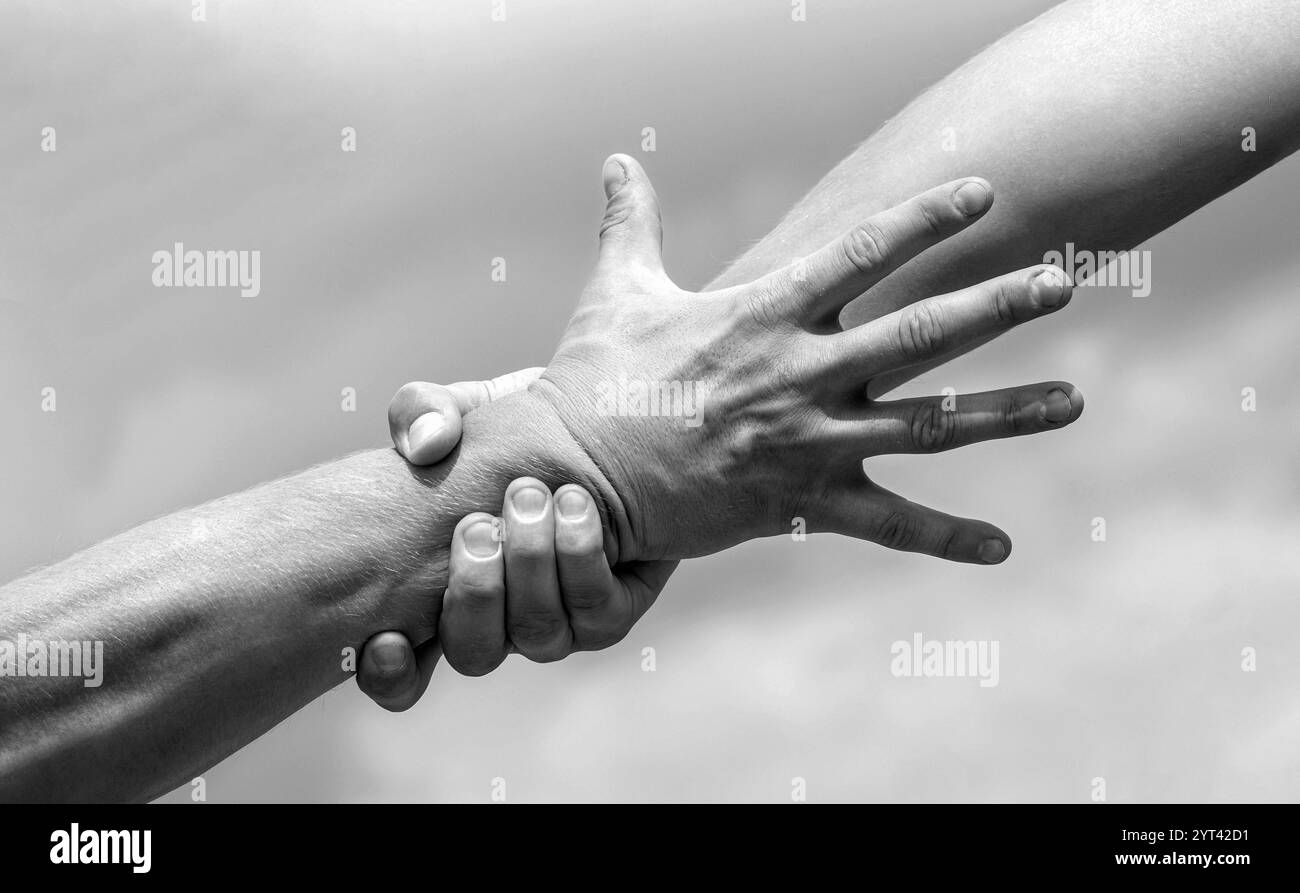 Helping hand outstretched. Rescue, helping gesture or hands. Two hands ...