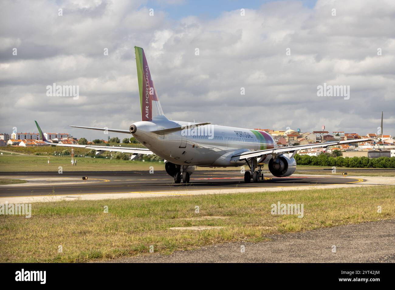 Tap air portugal airbus a320 airplane taxiing on the runway of an ...