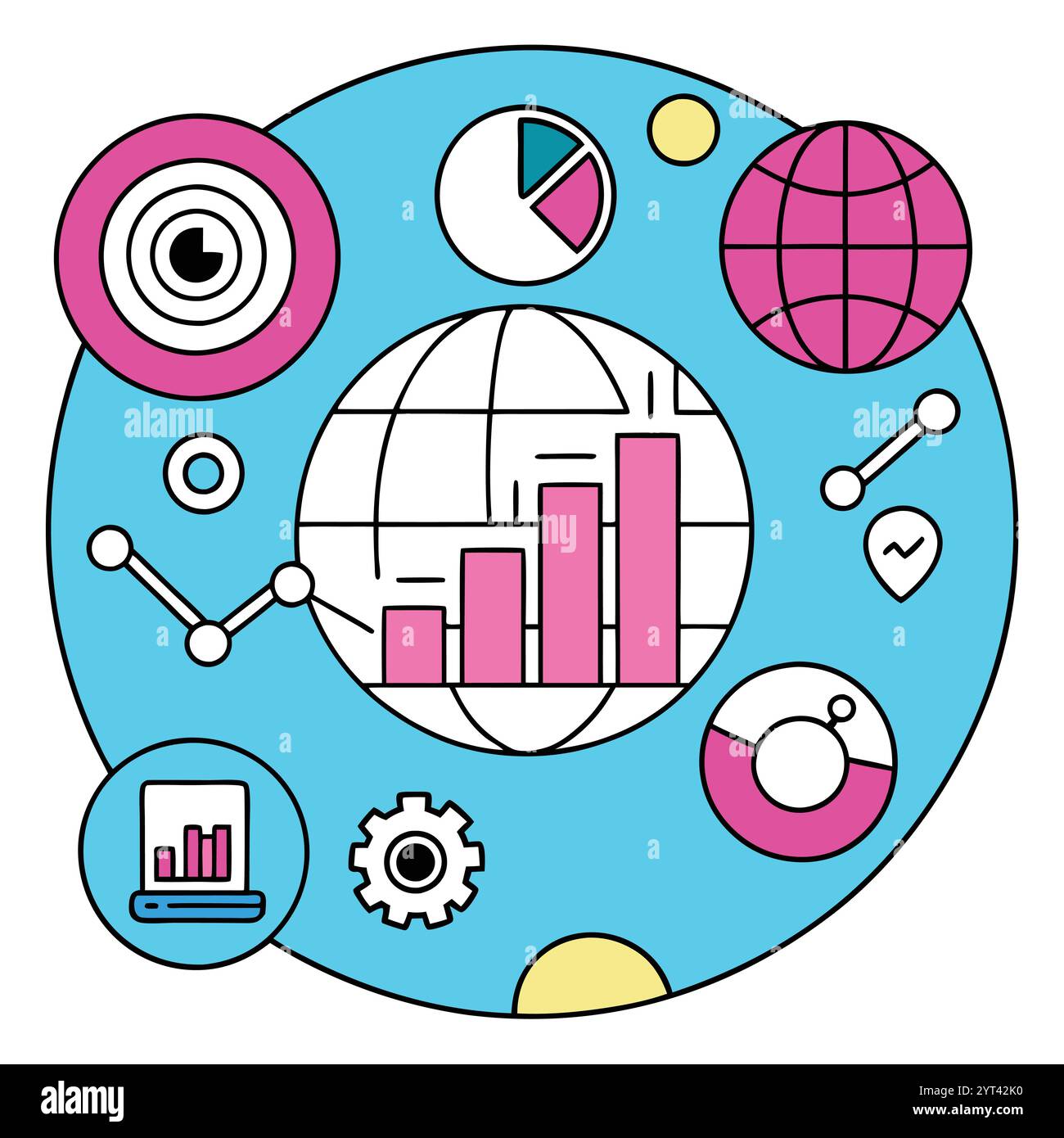 Global Data Analysis and Insights Vector Illustration for Business ...