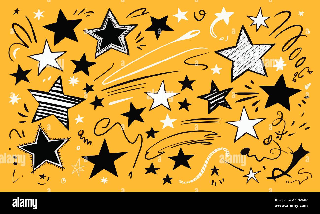 Space stars doodle drawing image hi-res stock photography and images ...