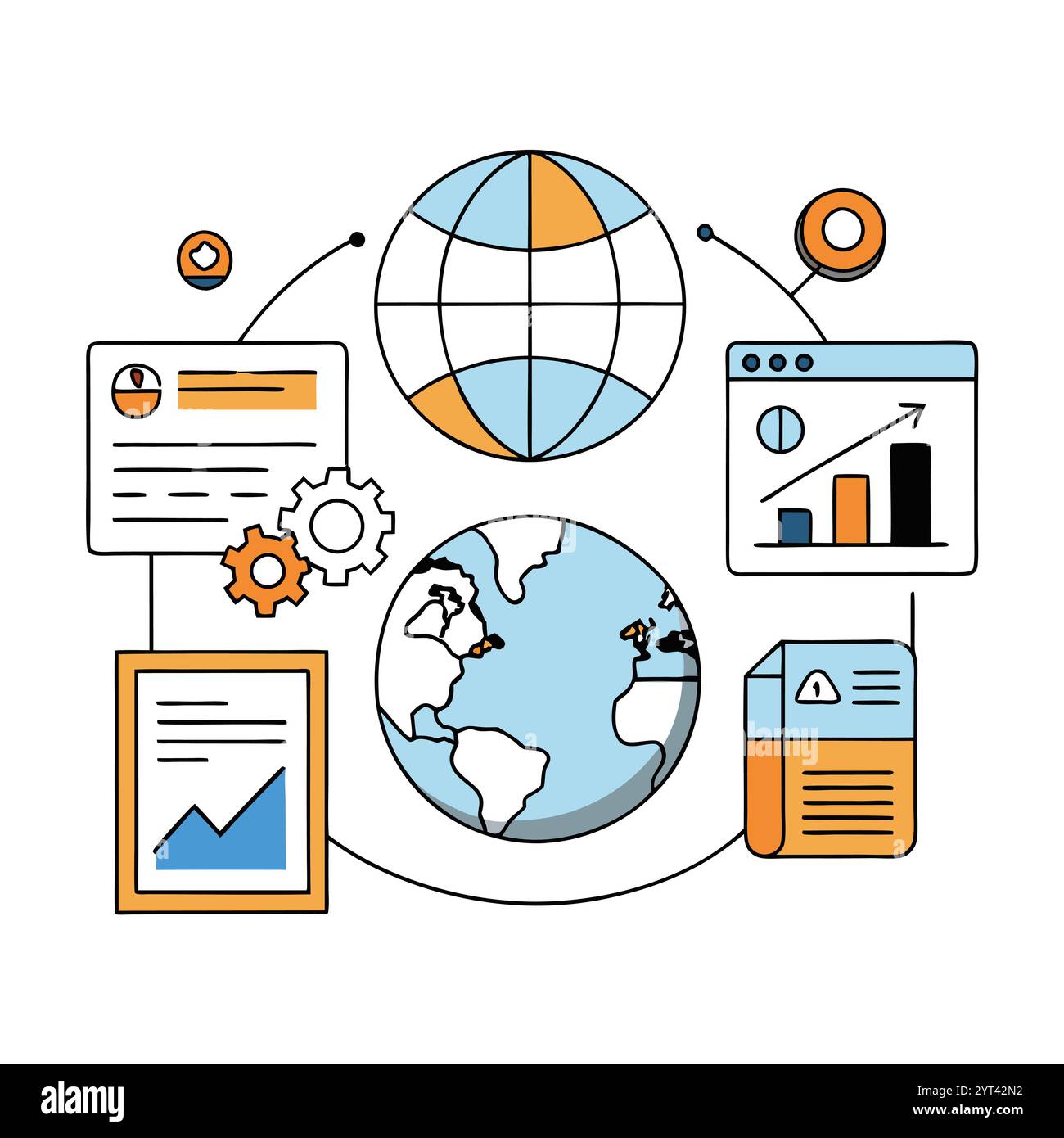 Global Data Analysis and Insights Vector Illustration for Business ...