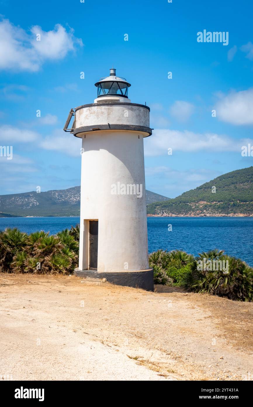 The famous historic lighthouse tower Torre Nuova di Porto Conte ...