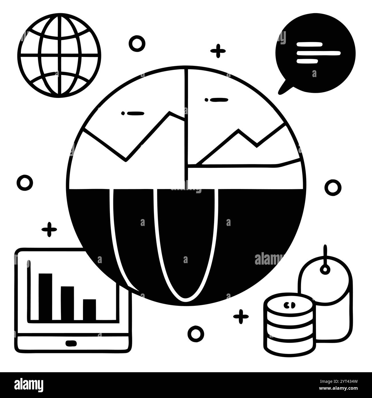 Global Data Analysis and Insights Vector Illustration for Business Intelligence & Data ...