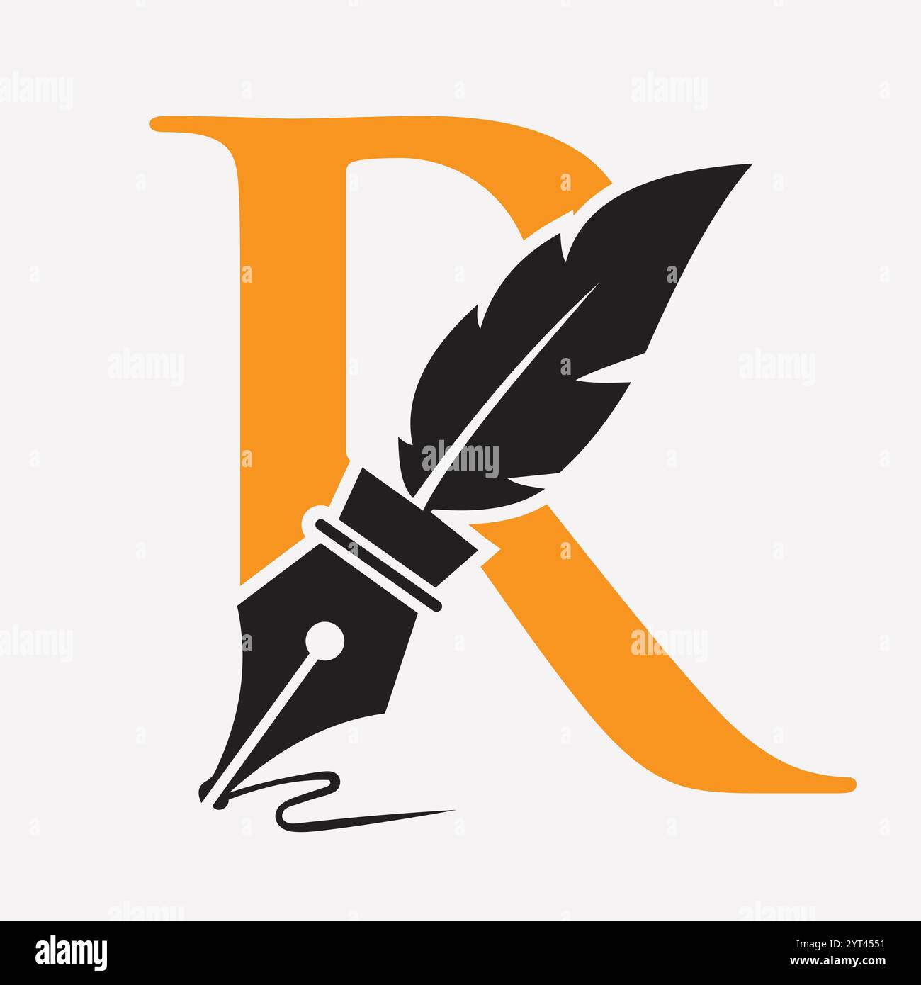 Initial Feather Logo On Letter R Concept With Ink Symbol For Law Firm ...