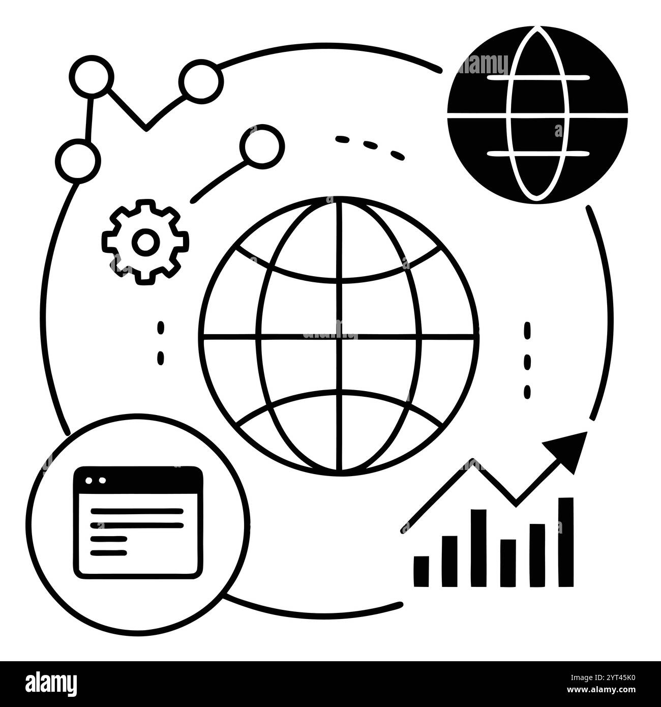 Global Data Analysis And Insights Vector Illustration For Business Intelligence And Data